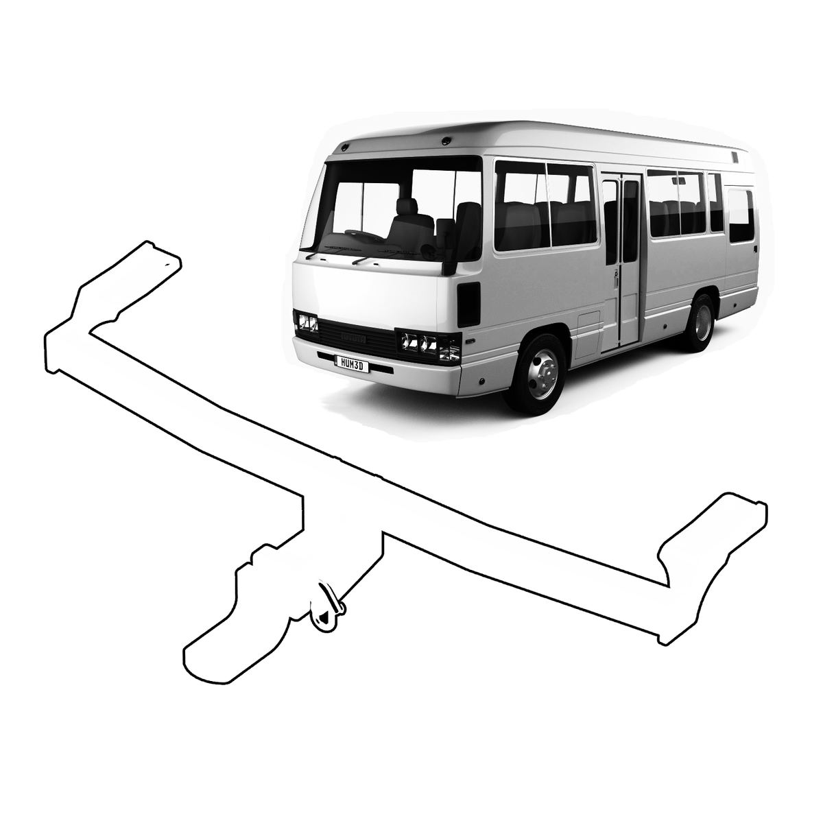 BTA Toyota Coaster Bus BB20 (01/1982 – 12/1988) Light Duty Towbar 1500 ...