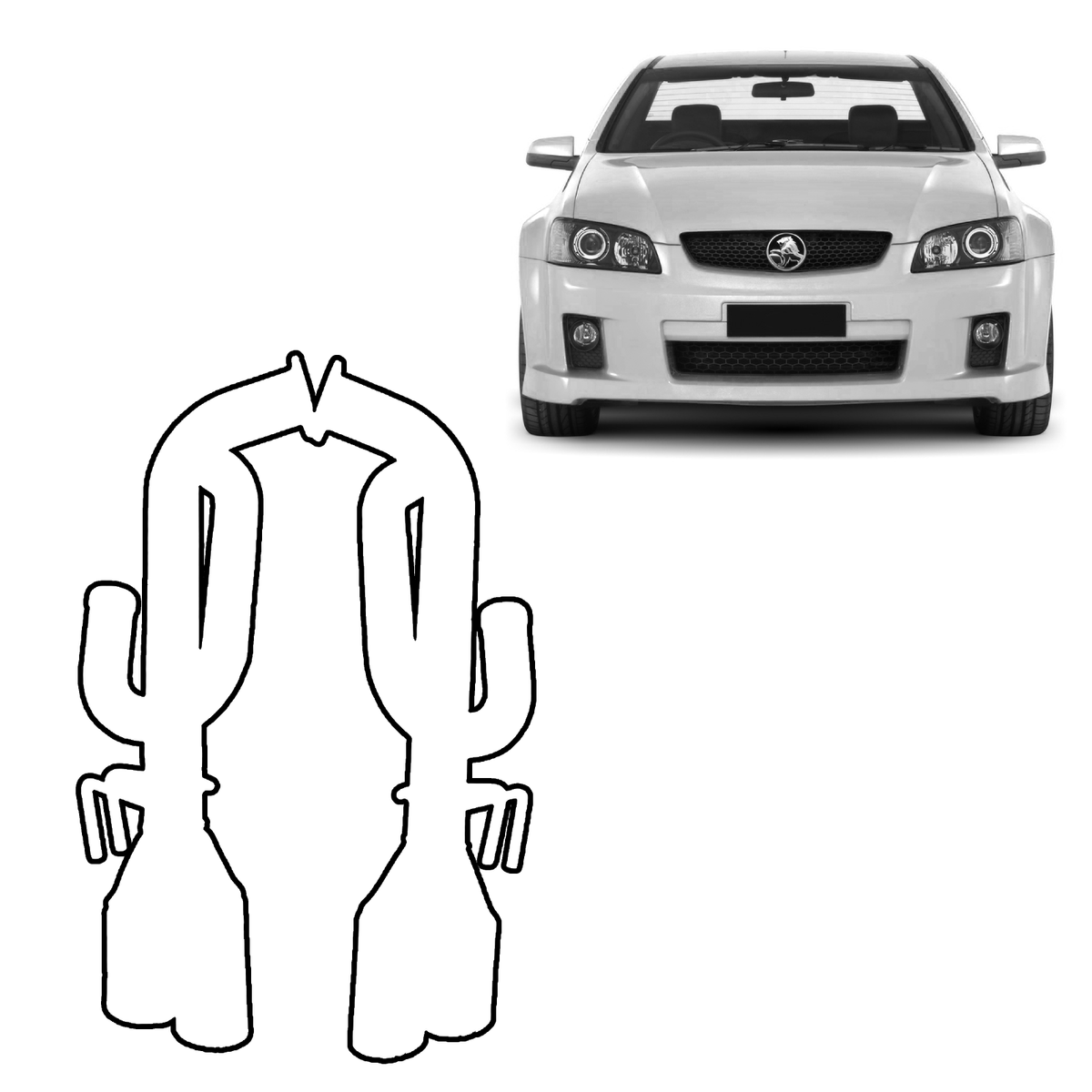 ESA - Holden Commodore VE Ute Twin Rear 2 1/2" J-Pipe Kit RHS with TYP ...